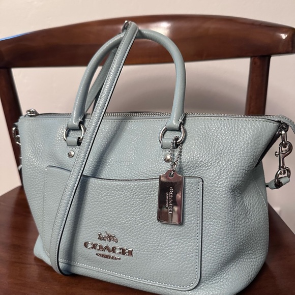 Coach | Bags | Coach Light Blue Leather Tote Bag | Poshmark